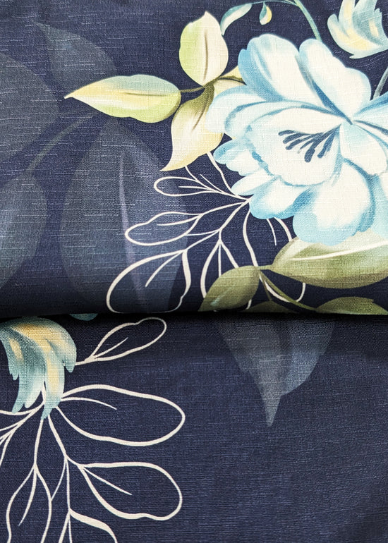 Japanese Traditional Yukata Kimono Plus Size - Blue Flowers in Navy – Modern Sakura