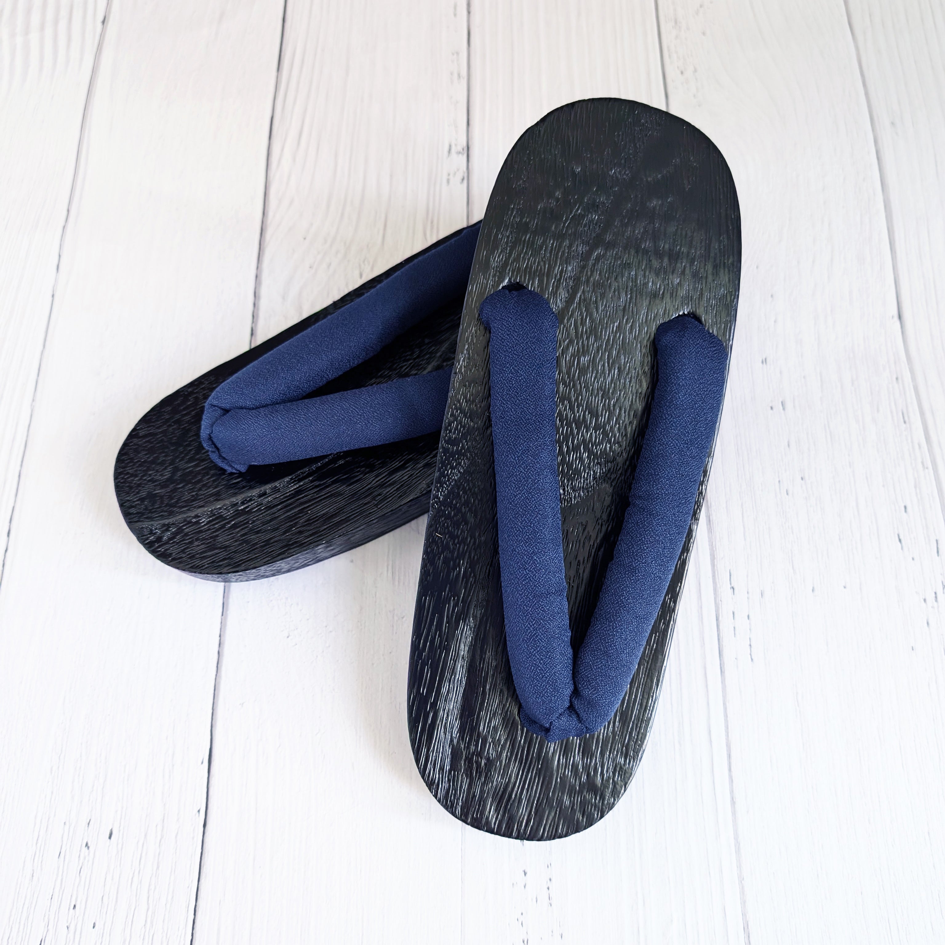 Japanese Traditional Wooden Geta Sandals - Simple Indigo (24.5 cm ...