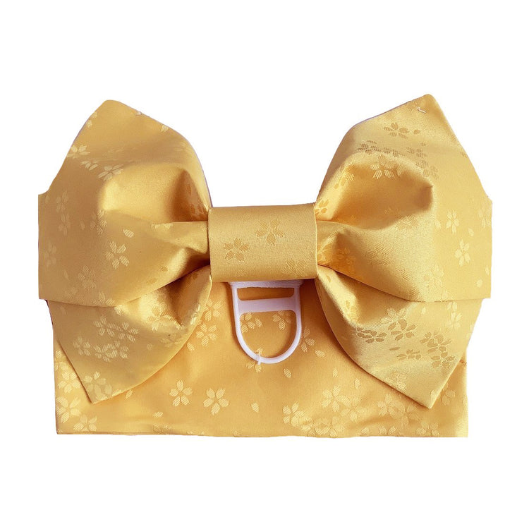 Women's Japanese Pretied Obi Belt - Yellow Cherry Blossoms, for Yukata ...