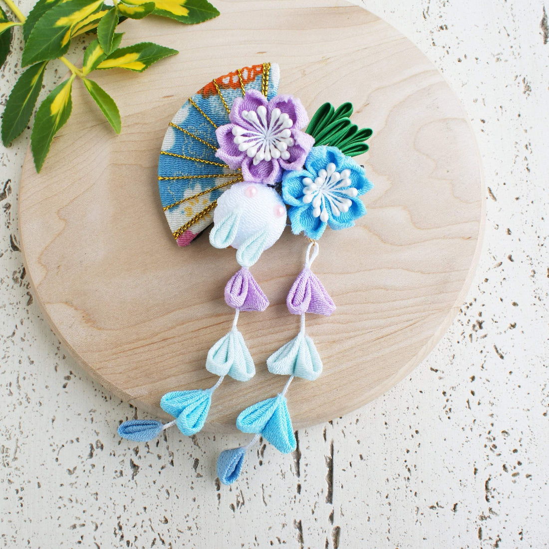 Rabbit, Fan, and Cherry Blossoms Dangle Hair Clip - Japanese ...