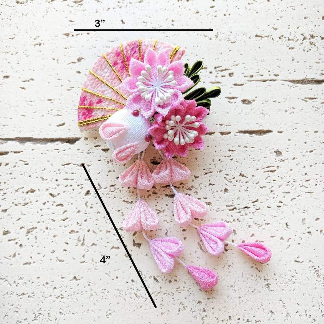 Rabbit, Fan, and Cherry Blossoms Dangle Hair Clip - Japanese ...